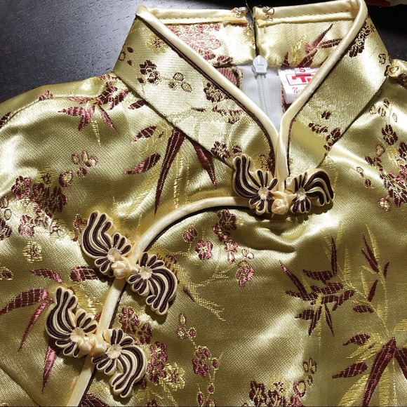 Dresses | Traditional Chinese Gold Copper Short Qipao | Poshmark